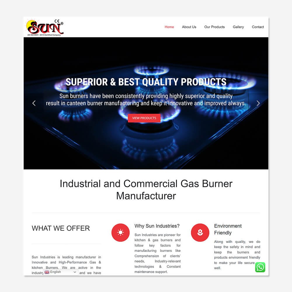 Sun Lpg Burners - Best Website Developing Company - Website Development | Explostack